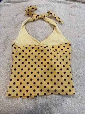 No brand | Tops | Yellow Polka Dot Halter Tiefront Top | Poshmark